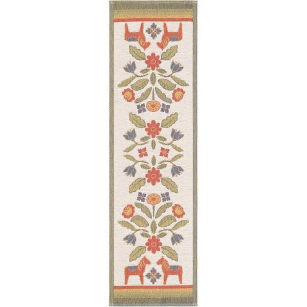 スウェーデン王室御用達の老舗Ekelund(エーケルンド)社によるテーブルランナー。ダーラナ地方をイメージした絵柄は、伝統的な花模様「クルビッツ」とダーラナホースが描かれています。素材: 100％エココットンスウェーデン製サイズ：35 x ...