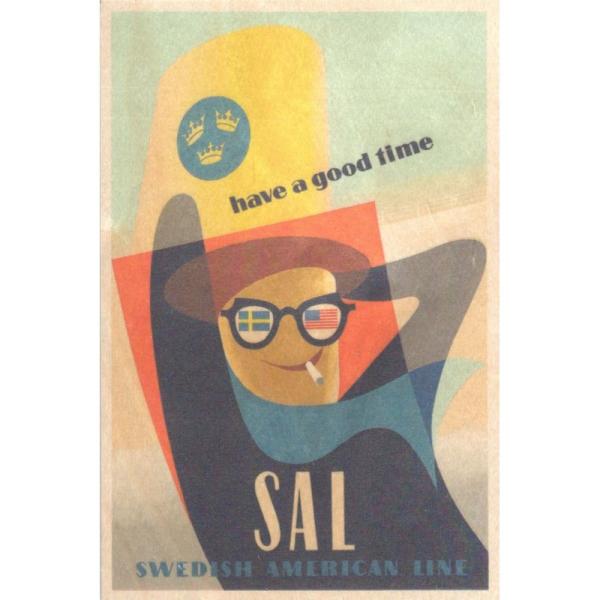 古き良きスウェーデン観光ポスターの絵柄が、木製ポストカードになって登場！定形郵便として送るのはもちろん、レトロな絵柄と木の風合いはインテリアとしても抜群です。スウェーデン、アメリカライン(SAL)のために1952年に制作された観光ポスターが...