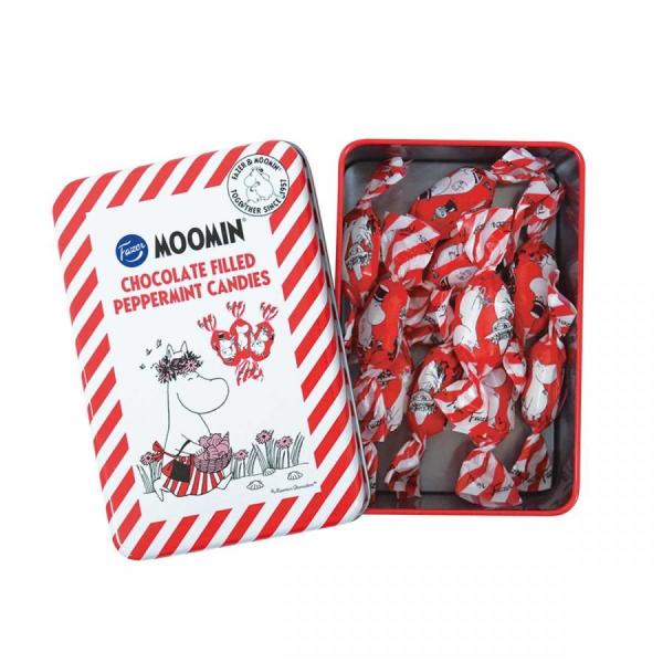 賞味期限：2026/9/18ムーミンとファッツェルのコラボレーション！ムーミンのパッケージが楽しめるマリアンヌです。マリアンヌは、リッチなダークチョコレートを薄いミントキャンディーの殻で包んだフィンランドで最もポピュラーなキャンディー。19...