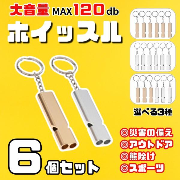 大音量金属製のホイッスルです。遠くまで聞こえる高音の音程になります。非常時の時のSOSホイッスルとして防災バック、玄関、ベッドなどの常備用としてもアルミ製なので錆に強く軽い！雨に濡れても音が鳴ります。ストラップ（別売）をつける穴もあるので、...