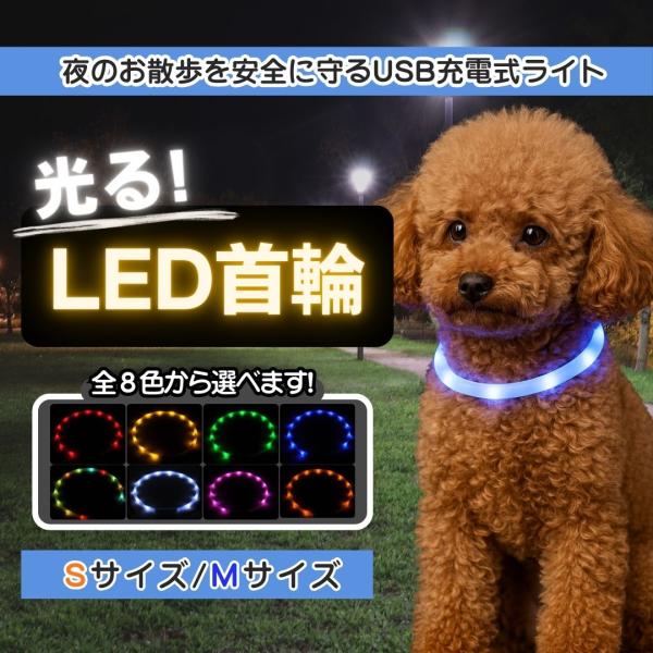 ★おすすめポイント★１．夜のお散歩でも安心！LEDライトで目立つため、人や自転車との衝突を防げます！迷子になっても見つけやすく、危険を事前に回避！２．柔軟なサイズ調整！首回りに合わせてチューブをカットできるので、ピッタリお好みサイズに変更で...