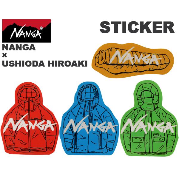 NANGA USHIODA HIROAKI STICKER na2454-3g503-z <BR><BR>【定番のダウン製品がステッカーに】<BR><BR>手描きによる動きのある線、ポップな色...