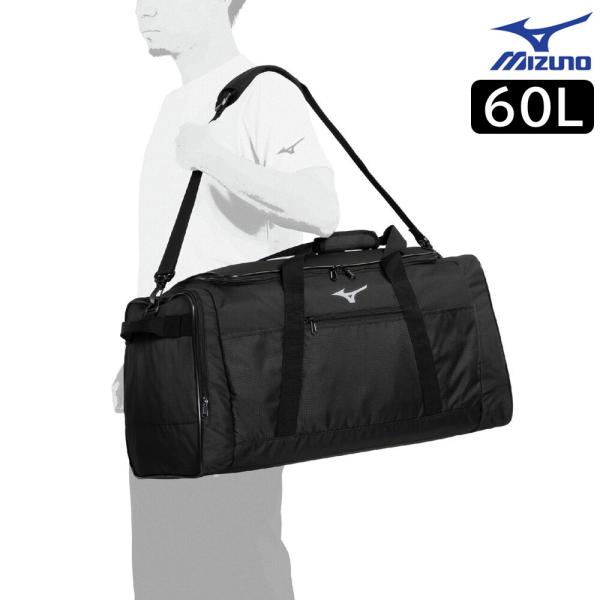 大容量60L。前面にスマホなどちょっと収納スリットポケット付き。ボストンバッグ(60L)サイズL65×W29×H32cmカラー09：ブラック素材ポリエステル（裏加工PU）原産国ベトナム製容量約60L質量約720g