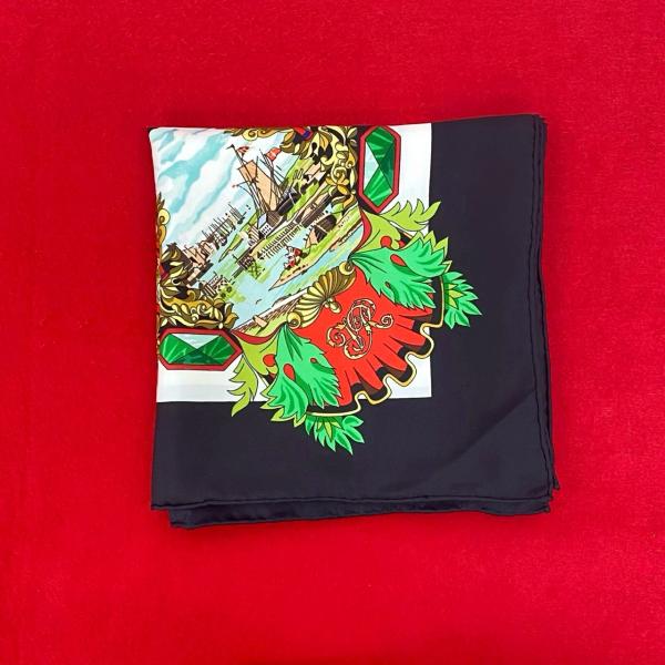 【発売日：2025年08月31日】極 美品 HERMES エルメス ヴィンテージ カレ 90 L’ENTENTE CORDIALE 仏英同盟 シルク スカーフ ブラック マルチカラー 31860