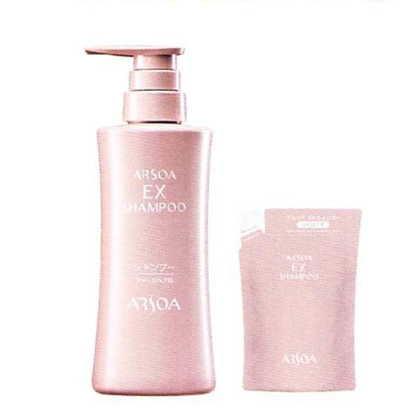 新製品　アルソア　EXシャンプー　リフィル　350ml毛髪保護成分を配合したダメージヘア用シャンプー。カラーリングやパーマにより傷んだ髪をやさしくいたわり、潤いを残しながらしっとりとなめらかに洗い上げます。■成分一覧常水精製水ココイルメチル...