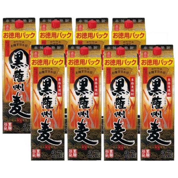 【内容量】2700ml【原材料】麦・麦麹【商品特徴】二条大麦と清冽な水を用い、黒麹で仕込んだ本格麦焼酎です。飲み飽きしないキレとコクが特徴です。また、本格麦焼酎ならではのふくよかな香りがお楽しみ頂けます。