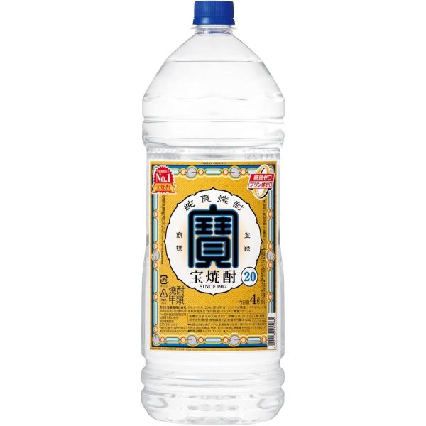 【内容量】4000ml【原材料】サトウキビ糖蜜、大麦、トウモロコシ【商品特徴】「宝焼酎」は100年の伝統に培われた “品質"と“味わい"のNo.1甲類焼酎です。樽貯蔵熟成酒をブレンドしたまろやかさと飲み飽きない味わいで、すっきりとした口あた...