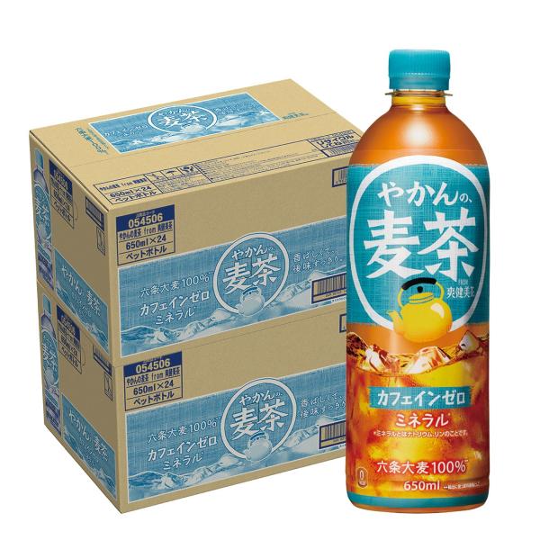 【内容量】650ml【原材料】大麦（カナダ、国産）、大麦エキス／ビタミンC【商品特徴】やかんで煮出したような、しっかりした味わいの麦茶。それは、手間や時間を惜しまずに丁寧に煎れられた麦茶。『やかんの麦茶 from 爽健美茶』は、香ばしくて、...