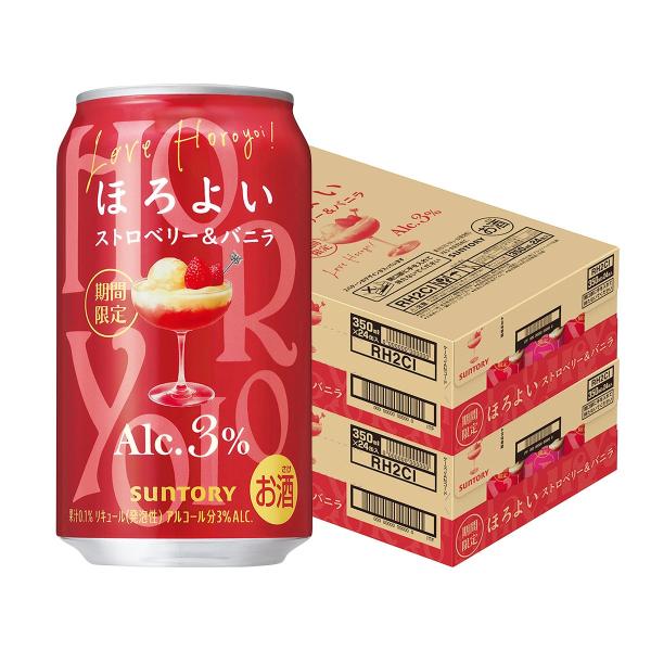【内容量】350ml【原材料】いちご、スピリッツ、糖類（国内製造)【アルコール分】3％【商品特徴】上品なクリームの香りといちごの甘酸っぱさでデザート感のある味わいです。今だけの期間限定フレーバーをお楽しみください。