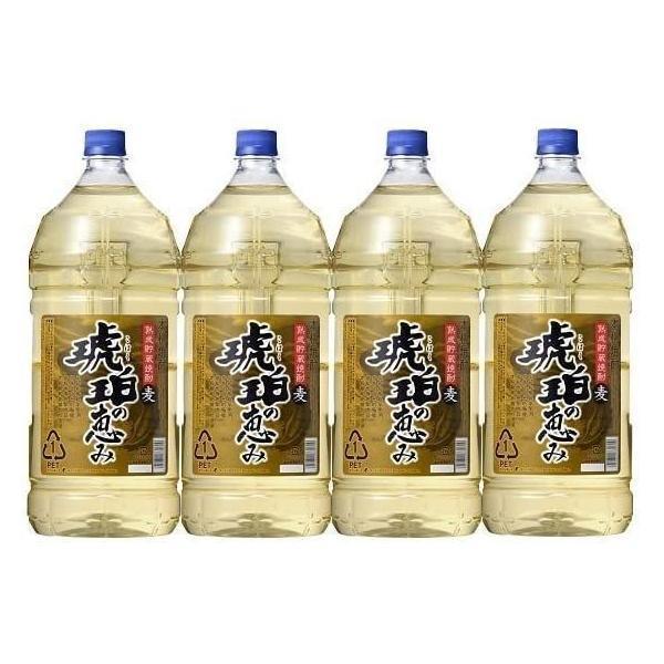 ●商品紹介●・内容量:4000ml・原材料:麦・麦麹・アルコール分:25％●商品特徴●鹿児島県産の本格麦焼酎を樽貯蔵した、バニラ様の甘い香りとなめらかな飲み口、まろやかな味わいが特長の貯蔵麦焼酎。若松酒造、若松、こはくのめぐみ、琥珀の恵、む...