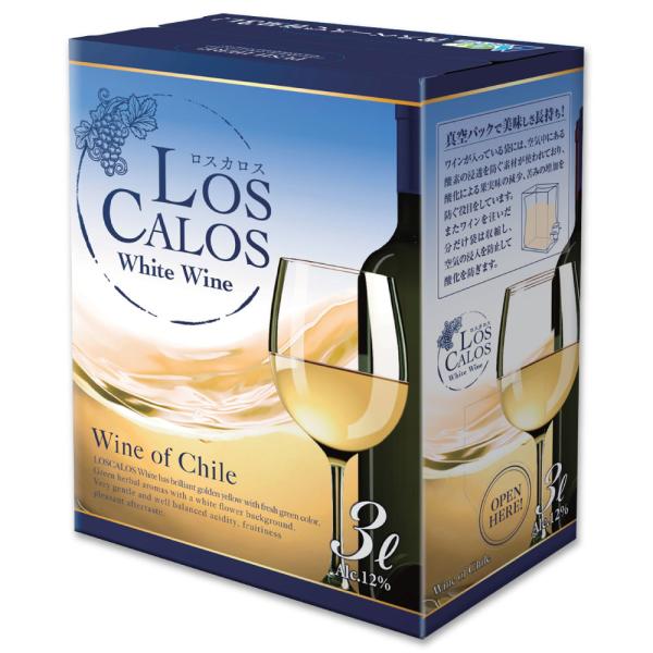 ロスカロス ホワイトLOSCALOS WHITEチリ産 / 白ワイン / 3L / 12%南米のワイン王国チリの代表的な白ぶどう品種を独自の技術でブレンドし、味わい・価格ともによりいっそう納得いただける製品に仕上げたテーブルワインです。ワイ...