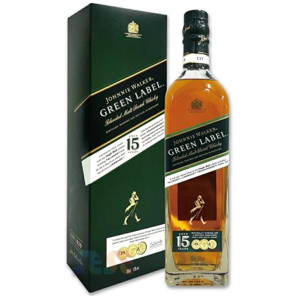 ジョニーウォーカー グリーンラベル 15年Johnny Walker Green Label 15 Yearsキーモルトであるカリラ・クラガンモア・タリスカー・リンクウッドをはじめ、 15年以上熟成のモルト原酒のみをブレンド爽やかな草の香り...