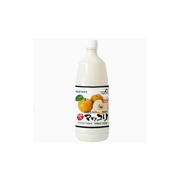 商品説明梨の香りと味がする新感覚マッコリです。梨の爽やかな香りと味わいを楽しめます。よく冷やしてからお召し上がりください。内容量 : 1000ml (1本当たり)原材料名 :米、小麦粉、麹、オリゴ糖、酵母/香料、甘味料（アスパルテーム・L-...