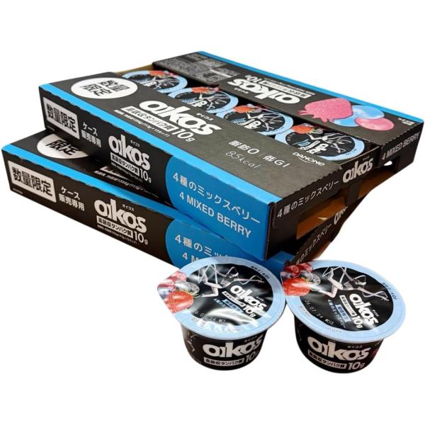 商品名　Oikos オイコス 4種のミックスベリー味内容量　 113g×24カップ・冷蔵便でのお届けとなります。・高タンパク質10g, 脂肪0, 低GI, 85kcal,・ケース販売・ダノン オイコス 4種のミックスベリーは、脂肪0タイプの...