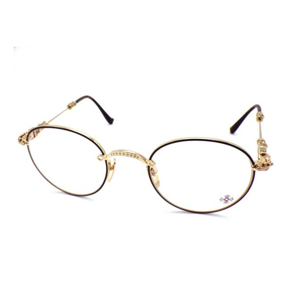【商品名】クロムハーツ CHROME HEARTS 【 BUBBA-A 】 クロス テンプル メタル フレーム ラウンド サングラス アイウェア 眼鏡カラー：ブラック×ゴールドサイズ：49□22-145採寸縦：4.5cm横：13.5cmテン...