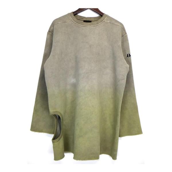 【商品名】モンクレール MONCLER × リックオウエンス Rick Owens 【 SUBHUMAN I209N8G00002 M3850 】 サブヒューマン ロゴ ワッペン ロング スウェット トレーナーカラー：グレー×ライトカーキサ...