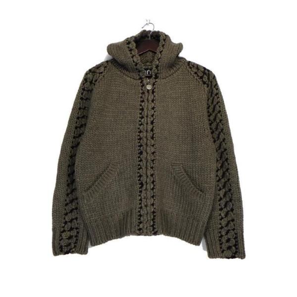 【商品名】オープンワイワイ OPEN YY 【 STITCH ZIP UP KNIT HOODIE YY253KT006 】スティッチ ジップ アップ ニット フーディー パーカーカラー：ブラウンサイズ：M採寸肩幅：50cm身幅：59cm袖...