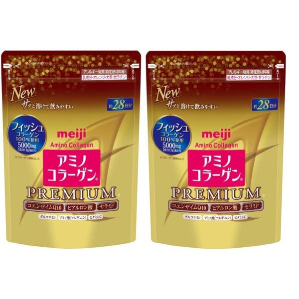 明治 アミノコラーゲン プレミアム １９６ｇ×２個セット●「アミノコラーゲン プレミアム」は、よりうるおいを求める世代に向けて開発された、ワンランク上のアミノコラーゲンです。●飲みやすいアミノコラーゲンだからお好きな飲み物に溶かすだけ。独特...