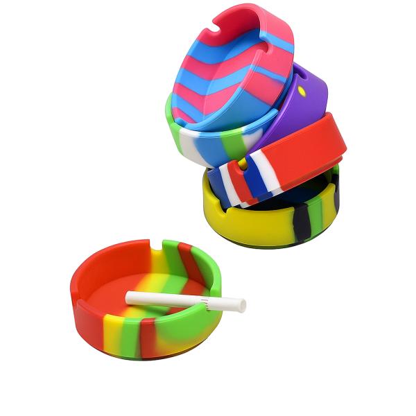 シリコン 製 灰皿 アッシュトレイ タバコ 煙草 卓上 自宅 飲食店 来客用 喫煙所 アクセサリー おしゃれ コンパクト 軽量 タイダイ カラフル 車内 屋外