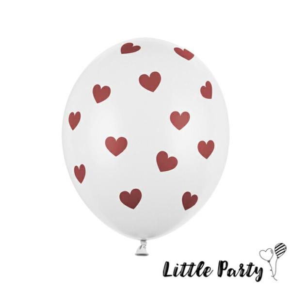 ◆商品内容◆1枚入り膨らませた時のサイズ：約30cm◆商品説明◆ ホワイトに赤いハート柄がペイントされたバルーン。ヘリウムガスを入れて浮かばせたり、床に転がしたり楽しみ方は様々。パーティーのメイン装飾としてお使い頂けます。※浮かせてご使用い...