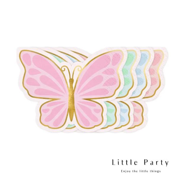 【内容】12枚入りサイズ：約16.5×16.5cm【商品説明】 パステルカラーがかわいい蝶々がモチーフのペーパーナプキン。お誕生日や結婚式、ベビーシャワーなど華やかなシーンにぴったり◎ご注意 ※モニターの発色の具合によって、実際の物と色が異...