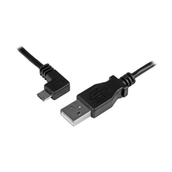 【商品名】 StarTech.com Micro USB L型左向きケーブル 2m Type A（オス）-Micro B（オス）充電＆同期用 ブラック USBAUB2MLA 1本