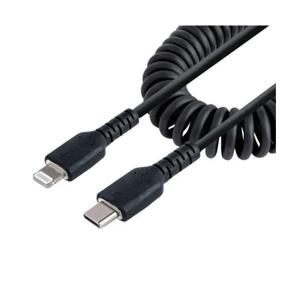 【商品名】 StarTech.com 高耐久Lightning-USB Cケーブル 50cm コイル（伸縮）型／アラミド繊維補強RUSB2CLT50CMBC 1本