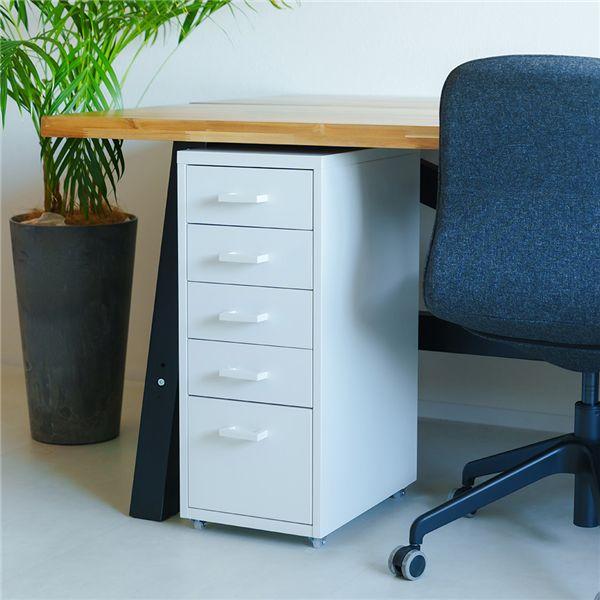 【商品名】 くらしのストレージワゴン5段(ホワイト/白) オフィス デスクワゴン スチール キャビネット デスクサイド 引出し モダン 事務所 書類収納 サイドワゴン 収納 韓国インテリア 組立品 NK-481  [ NK-481WH-1 ]