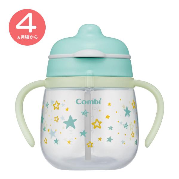 ハンドルが光るラクマグ！暗い寝室でも、サッと使える。初めてのストローマグ・コップマグにおすすめ！◆カラー：ほし・くわえて押すだけで飲み物が出る、はじめてストロー・ストロー飲みにチャレンジ・Wラクピタ構造で漏れにくい商品サイズ：W114×D7...