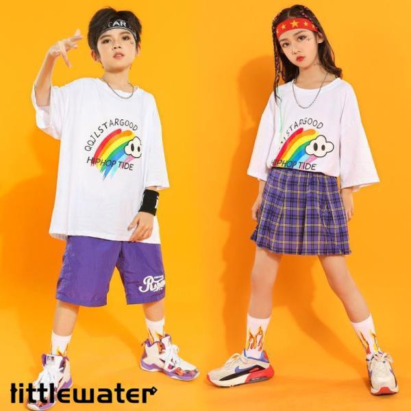 ダンス服装 体操服 JAZZ DANCE tシャツ スウェット キッズチアリーダー hiphop ヒップホップ 女の子 ステージ衣装 ダンスウェア 子供 応援団 運動会 甲子園 チアガール衣装 舞台演出服　おしゃれ　ストリート系　B系　K-...