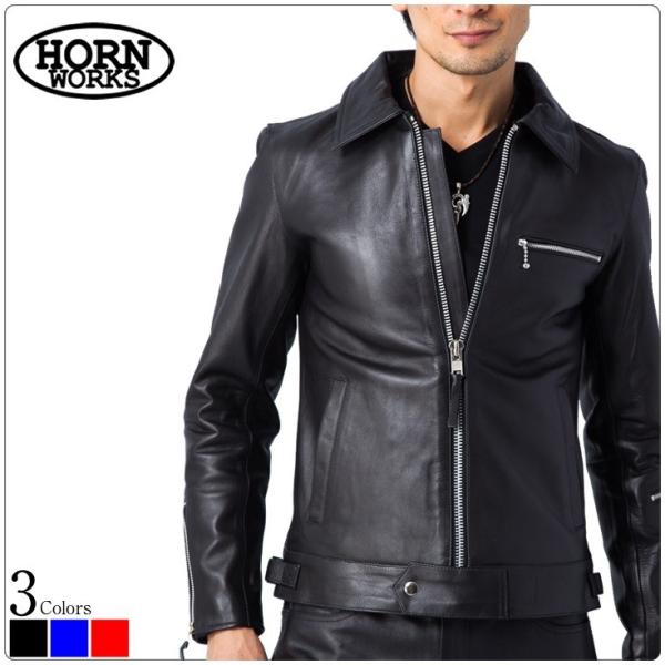 UK襟付きシングルライダースジャケット メンズ 本革 Horn Works UK襟付きシングルライダースジャケット メンズ 本革 Horn Works