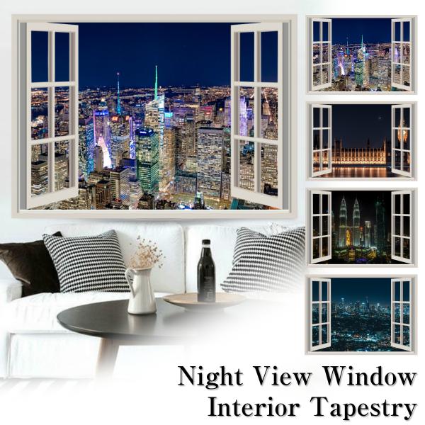 ●飾り付けるだけでお部屋の雰囲気をガラっと変える絶景夜景窓デザインのタペストリー●【サイズ】150×100cm　【素材】ポリエステル繊維●デザインを変えるだけで雰囲気の違うお部屋に。不要不急の外出自粛・ステイホーム生活の気分転換にいかがでし...