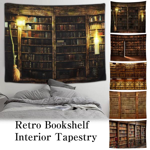 ●飾り付けるだけでお部屋の雰囲気をガラっと変えるレトロ本棚デザインのタペストリー●【サイズ】約150×100cm 【素材】ポリエステル ●デザインを変えるだけで雰囲気の違うお部屋に。不要不急の外出自粛・ステイホーム生活の気分転換にいかがでし...