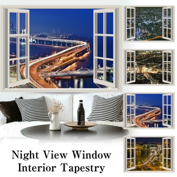 ●飾り付けるだけでお部屋の雰囲気をガラっと変える絶景夜景窓デザインのタペストリー●【サイズ】150×100cm　【素材】ポリエステル繊維●デザインを変えるだけで雰囲気の違うお部屋に。不要不急の外出自粛・ステイホーム生活の気分転換にいかがでし...