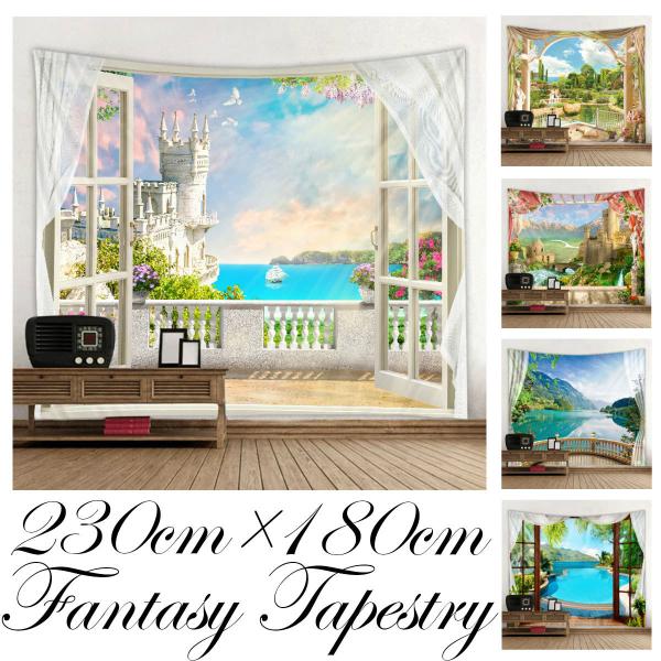 ●飾り付けるだけでお部屋の雰囲気をガラっと変える特大サイズ疑似窓ファンタジーデザインのタペストリー●【サイズ】約230×180cm 【素材】ポリエステル  【付属品】フック付き (クリップ 留め具)●デザインを変えるだけで雰囲気の違うお部屋...