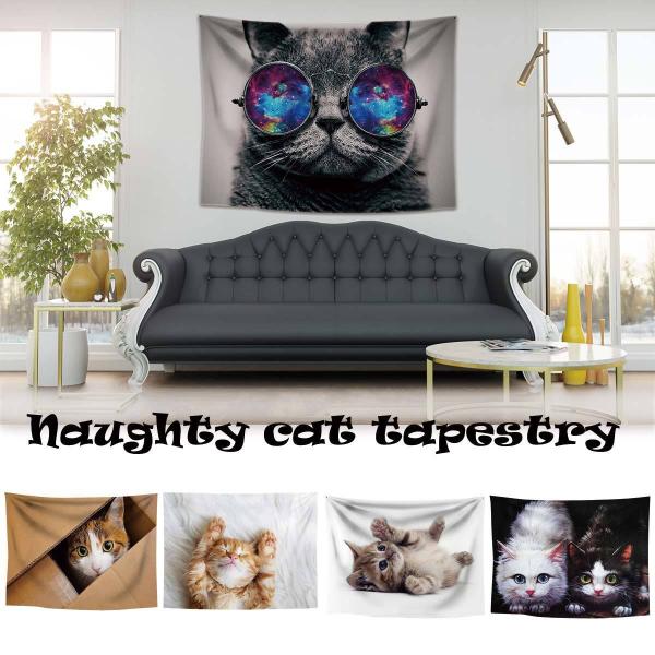 ●飾り付けるだけでお部屋の雰囲気をガラっと変える猫デザインのタペストリー●【サイズ】約150×130cm 【素材】ポリエステル  【付属品】フック付き (クリップ 留め具)●デザインを変えるだけで雰囲気の違うお部屋に。不要不急の外出自粛・ス...