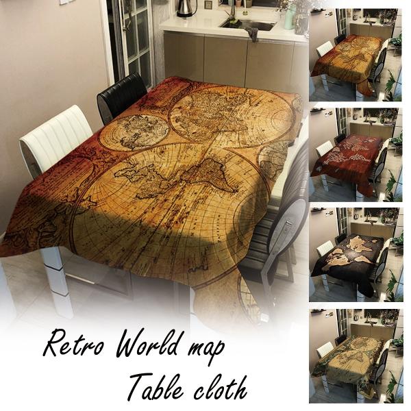 レトロマップテーブルクロス。優しい肌触りのポリエステル素材。普段の食卓の雰囲気がガラッと変わります。※新品状態の際、染料のニオイが付いている場合がございます。半日ほど外気に晒していただくことで解消されます。レトロマップ テーブルクロス おし...