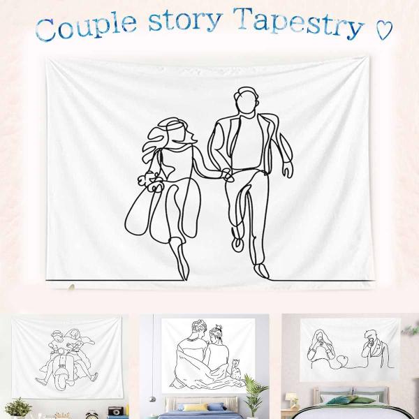 ●飾り付けるだけでお部屋の雰囲気をガラっと変えるカップル線画デザインのタペストリー●【サイズ】約150×約130cm ※詳しくは画像参照●デザインを変えるだけで雰囲気の違うお部屋に。不要不急の外出自粛・ステイホーム生活の気分転換にいかがでし...