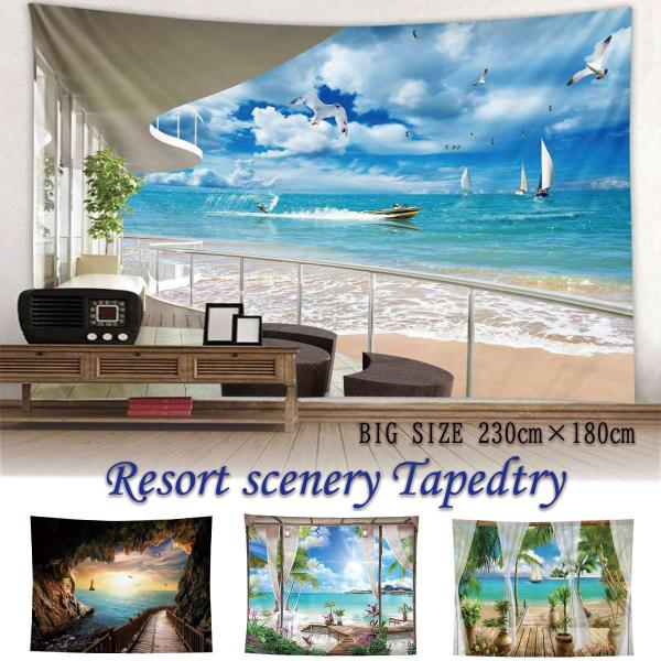 ●飾り付けるだけでお部屋の雰囲気をガラっと変える特大サイズビーチリゾートデザインのタペストリー●【サイズ】約230×180cm 【素材】ポリエステル  【付属品】フック付き (クリップ 留め具)●デザインを変えるだけで雰囲気の違うお部屋に。...