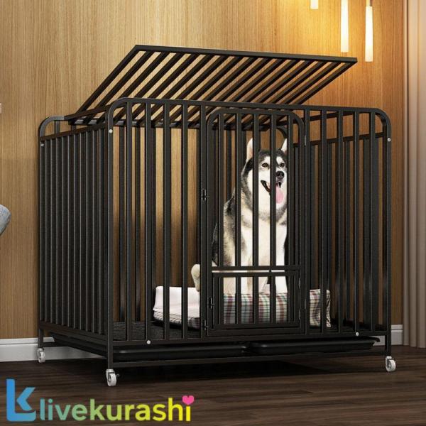 新品 ペットケージ 鉄製 犬檻 犬小屋 ケージ ペットサークル ドッグケージ ペットフェンス 大型 中型犬用 ペット用品 ダブルドア キャスター付き