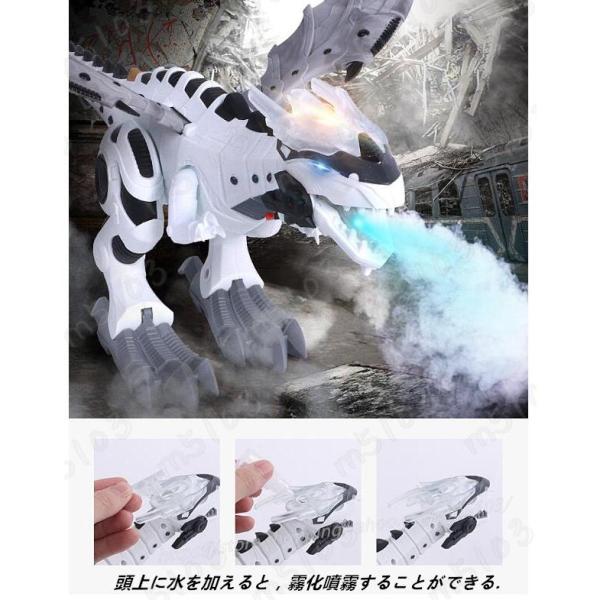 材質：プラスチックサイズ：47*27*17.5 cmカラー：ホワイト、グリーン電池：5番AA電池3本【製品には電池が含まれていません、ご自分で現地で購入してください。】製品機能：前に進んで歩く、頭が光る、鳴く、翼が揺れる、スプレー注：噴火恐...