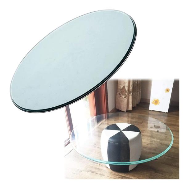 【ラウンドクリアガラステーブル】9mm厚の強化ガラスを採用。高温、耐熱、耐衝撃、清掃が簡単 のために使用される：オフィステーブル、ロビーテーブル、ビジネスミーティングテーブル、ダイニングテーブル、キッチンテーブル、オフィステーブル、パティオ...