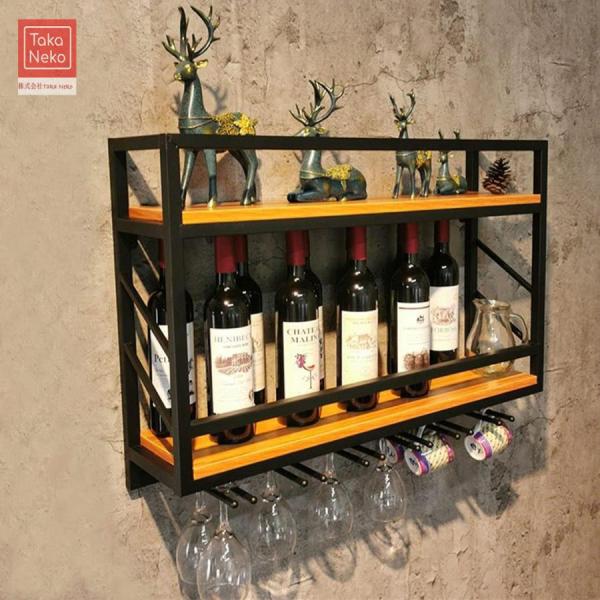 ?高品質素材：木製と金属の壁の棚：木と金属製のブラケットで作られた手作りの壁棚、空間の洗練された仕上げの中で、能力、壁棚/ワインラック長い耐用年数。?3 in 1デザイン：この巧妙なワインハンギング棚は、ワインラック、メガネホルダー、収納棚...