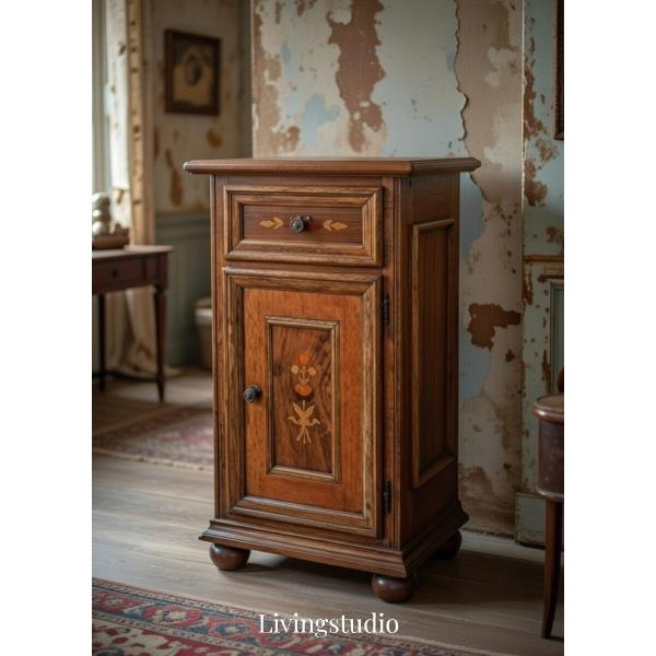 イタリア・ヴェローナ近郊の小物家具専門メーカーから直輸入した電話台です。 クラシカルな伝統的なデザインです。 非常にしっかりした作りで、安心してお使いいただけます。 ドア部分にはエレガントな象嵌細工が入っています。 便利なサイズの家具ですの...