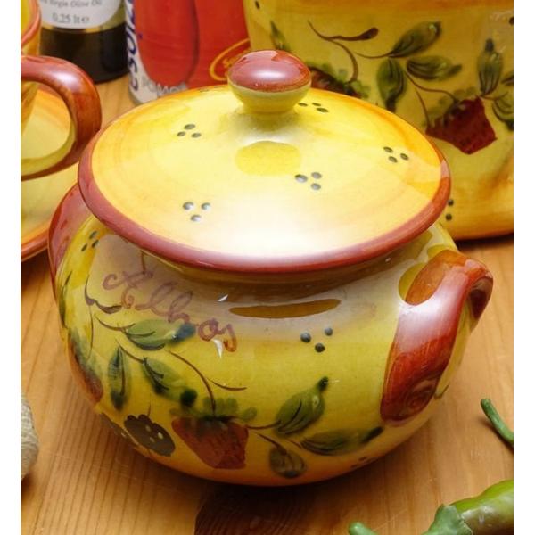 【メーカー直送品：宅配便発送・送料別（代引× 後払× 同梱× ラッピング× 対応不可）】ポルトガル、アルコバサで作られるハンドメイドのガーリックポットです。本来はニンニク入れですがキャンディなどのお菓子を入れたり調味料などのストックに最適。...