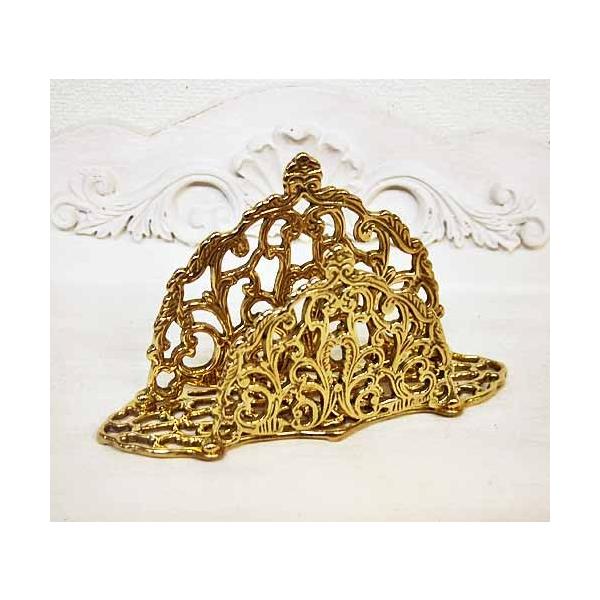 【メーカー直送品：宅配便発送（代引× 同梱× ラッピング× 対応不可）】北イタリアの真鍮細工の有名工房から直輸入されたナプキンホルダーです。素材はブラスで、透かしの非常に細かい細工が印象的です。ナプキンホルダーとしては勿論、レターホルダーや...