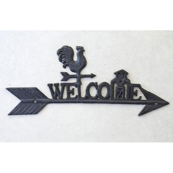 【メーカー直送品：宅配便発送（代引× 後払× 同梱× ラッピング× 対応不可）】ユニークなデザインのウェルカムサインです。素材はキャストアイアンでしっかりしています。実用性と装飾性を兼ねたアイテムで、インテリアだけでなく、ガーデンやカフェや...