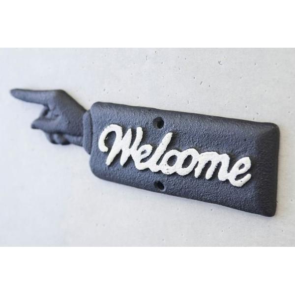 【メーカー直送品：宅配便発送（代引× 後払× 同梱× ラッピング× 対応不可）】ユニークなデザインのウェルカムサインです。素材はキャストアイアンでしっかりしています。実用性と装飾性を兼ねたアイテムで、インテリアだけでなく、ガーデンやカフェや...
