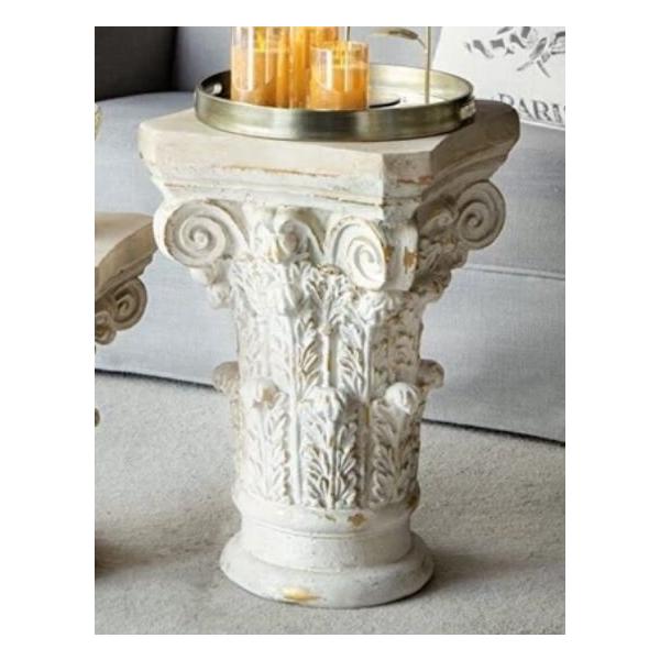 クラシックなコラム（円柱）です。優雅な印象のデザインで、ヨーロピアンな雰囲気。ガーデンやインテリアのオブジェにしたり、上にプランターを置いてセットにして楽しむことも可能です。全体は、わざと塗装の傷みや傷を表現したシャビーなアンティーク風の仕...