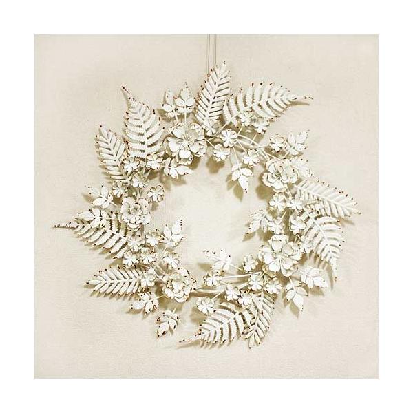 【メーカー直送品：宅配便発送（代引× 後払× 同梱× ラッピング× 対応不可）】アイアン細工の有名工房から直輸入された、ウォールデコレーションです。まるで、ドライフラワーのリースのようなナチュラルなデザイン。ヨーロピアンな色あいが大変お洒落...